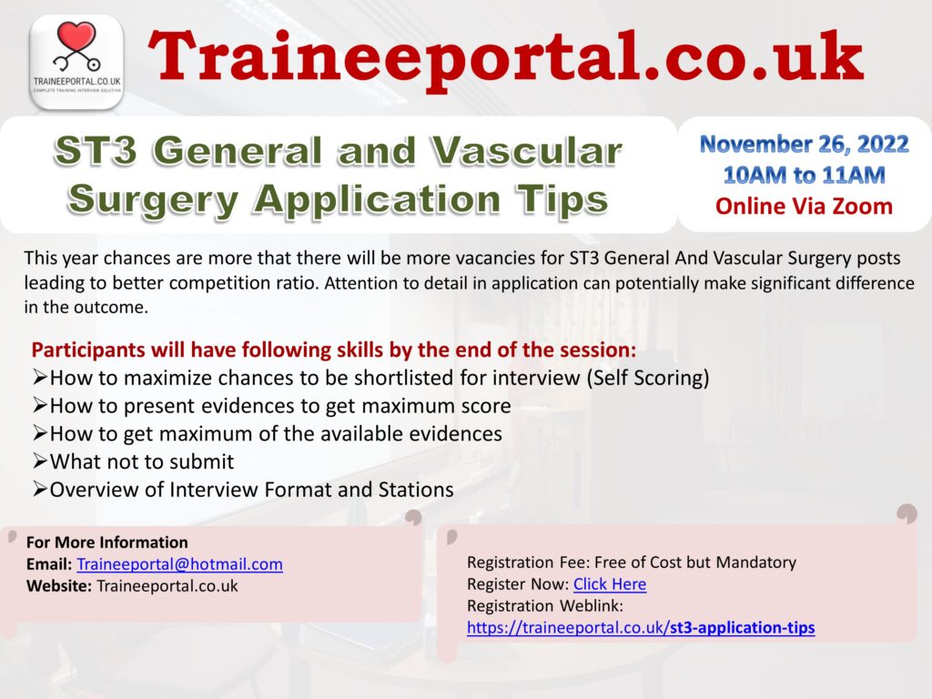 ST3 General and Vascular Surgery Application Tips – Traineeportal.co.uk